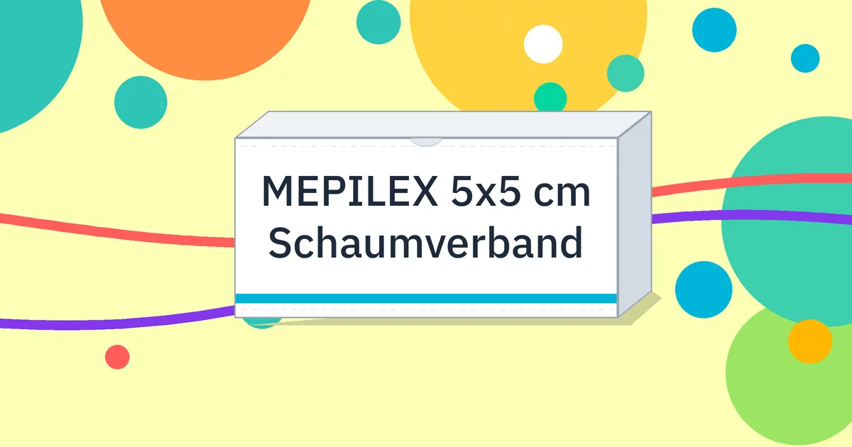 Symbolbild: Packung mit der Aufschrift MEPILEX 5x5 cm Schaumverband (PZN 18034821) – Verfügbarkeit und Bezug in Apotheken in Frankfurt am Main
