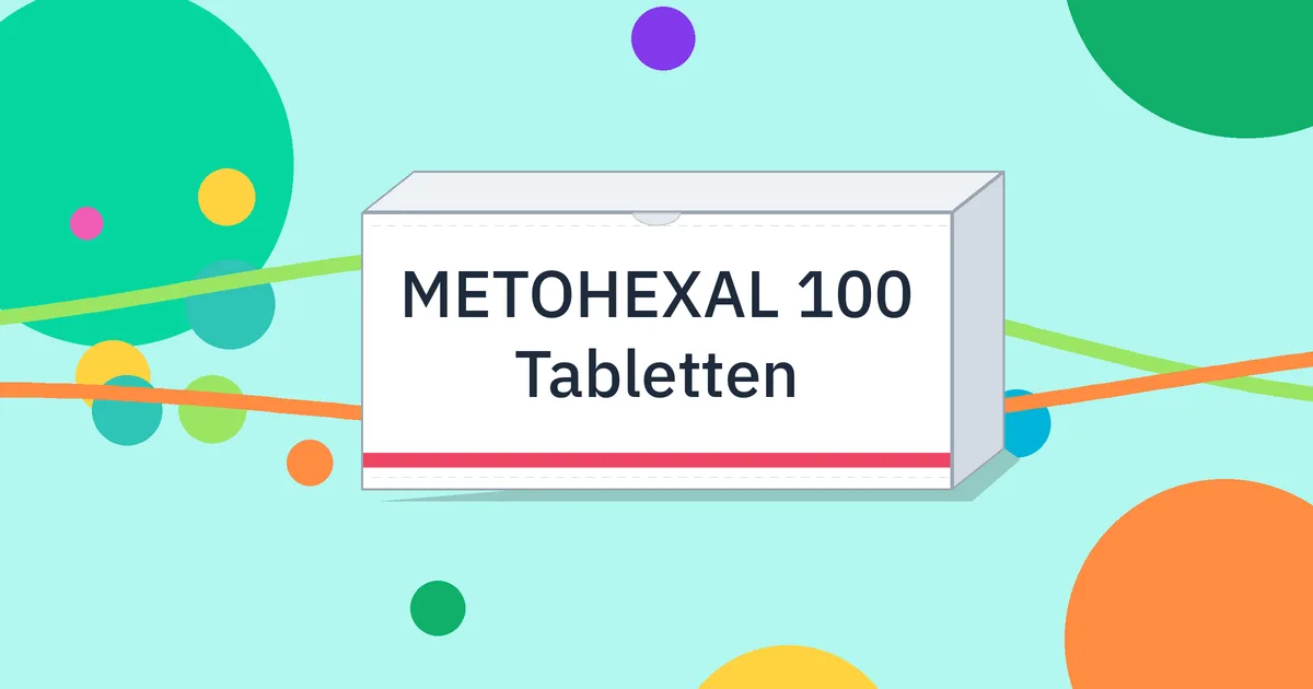 Symbolbild: Packung mit der Aufschrift METOHEXAL 100 Tabletten (PZN 06178360) – Verfügbarkeit und Bezug in Apotheken in Frankfurt am Main
