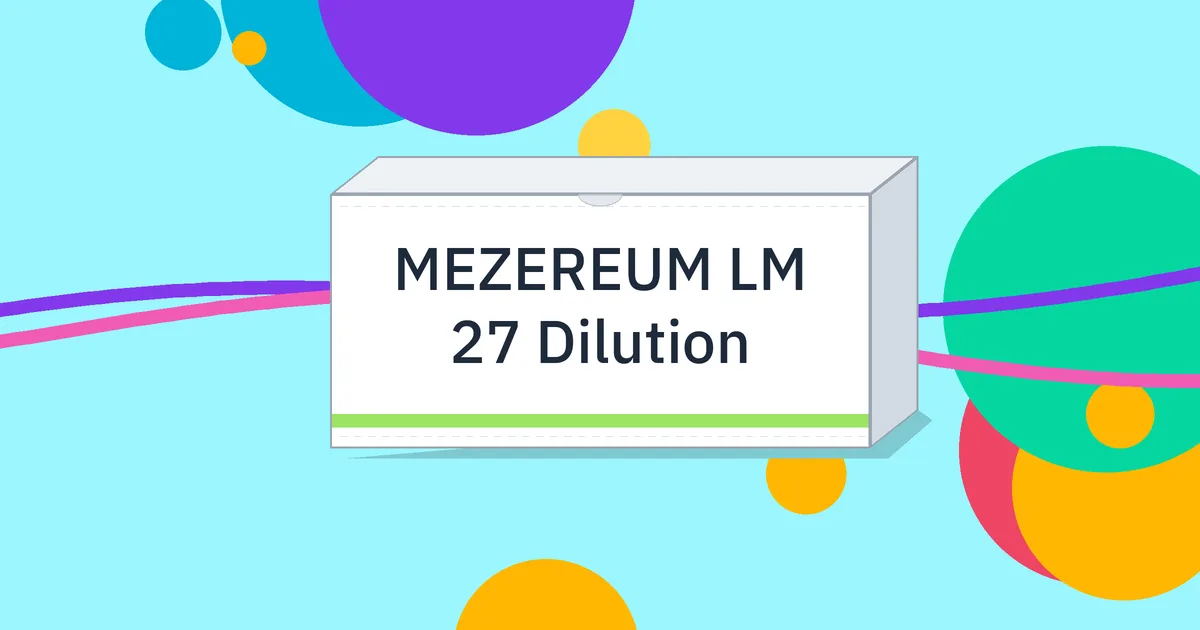 Symbolbild: Packung mit der Aufschrift MEZEREUM LM 27 Dilution (PZN 12956353) – Verfügbarkeit und Bezug in Apotheken in Frankfurt am Main