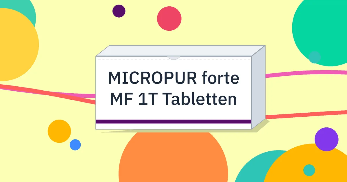 Symbolbild: Packung mit der Aufschrift MICROPUR forte MF 1T Tabletten (PZN 10017898) – Verfügbarkeit und Bezug in Apotheken in Frankfurt am Main