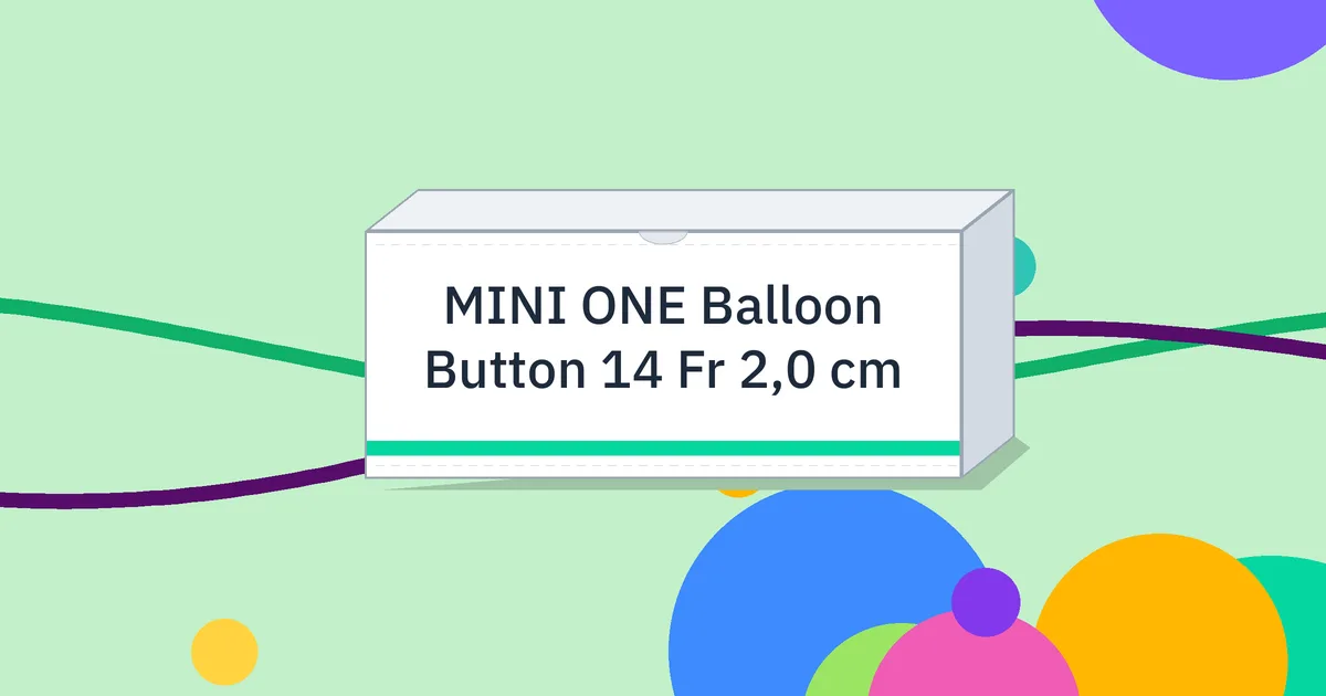 Symbolbild: Packung mit der Aufschrift MINI ONE Balloon Button 14 Fr 2,0 cm (PZN 14341897) – Verfügbarkeit und Bezug in Apotheken in Frankfurt am Main