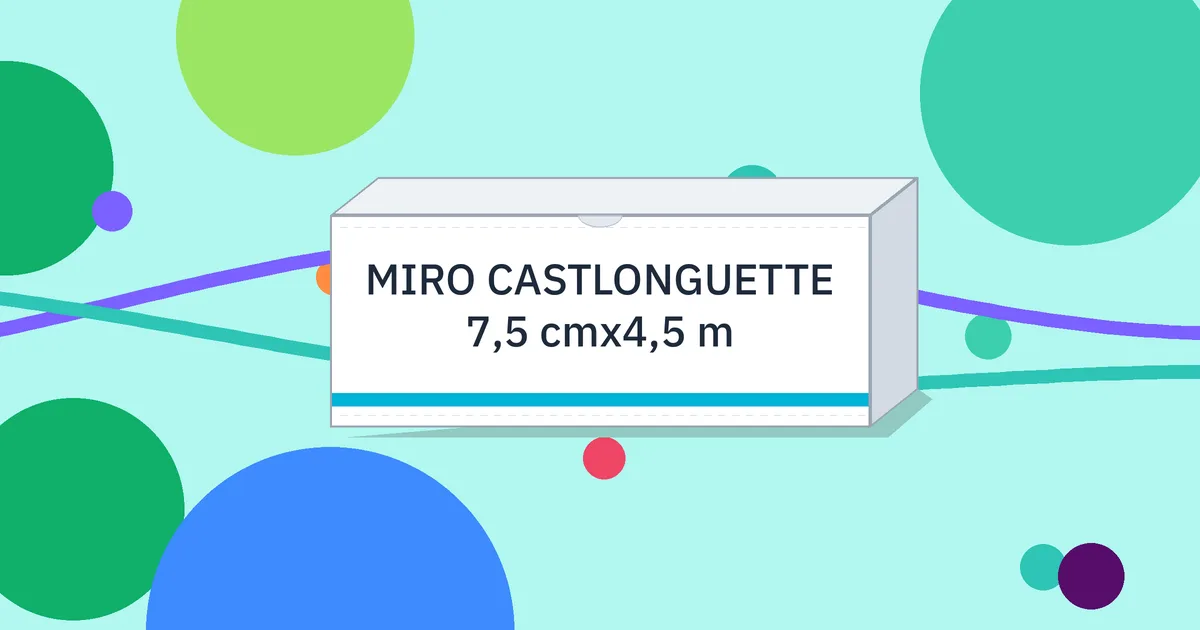 Symbolbild: Packung mit der Aufschrift MIRO CASTLONGUETTE 7,5 cmx4,5 m (PZN 06068111) – Verfügbarkeit und Bezug in Apotheken in Frankfurt am Main