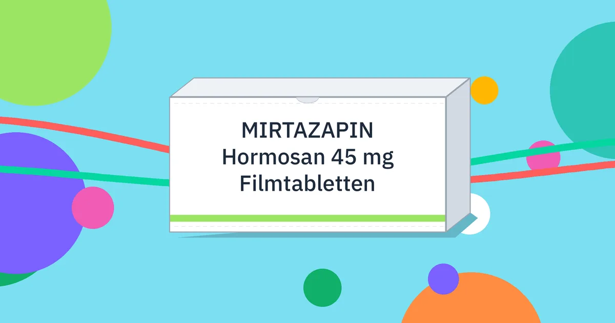 Symbolbild: Packung mit der Aufschrift MIRTAZAPIN Hormosan 45 mg Filmtabletten (PZN 04232285) – Verfügbarkeit und Bezug in Apotheken in Frankfurt am Main