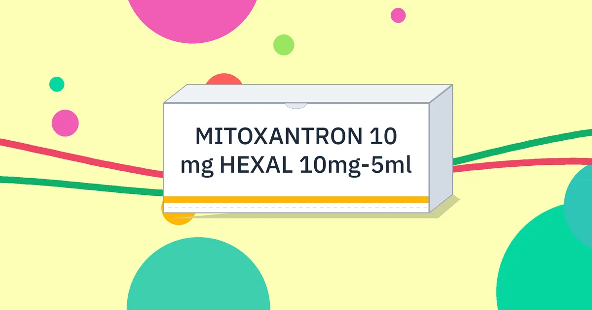 Symbolbild: Packung mit der Aufschrift MITOXANTRON 10 mg HEXAL 10mg-5ml (PZN 01529777) – Verfügbarkeit und Bezug in Apotheken in Frankfurt am Main
