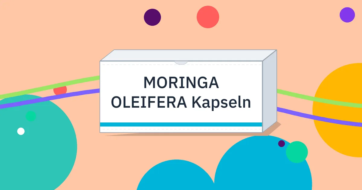 Symbolbild: Packung mit der Aufschrift MORINGA OLEIFERA Kapseln (PZN 12379619) – Verfügbarkeit und Bezug in Apotheken in Frankfurt am Main