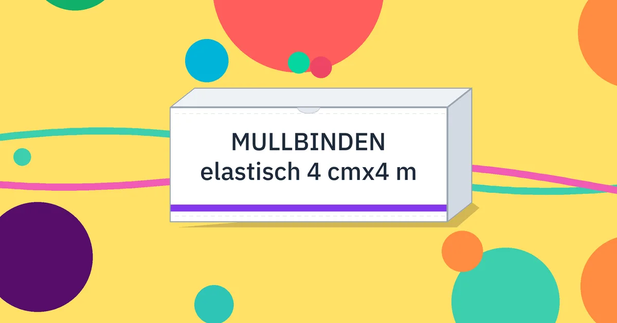 Symbolbild: Packung mit der Aufschrift MULLBINDEN elastisch 4 cmx4 m (PZN 01651774) – Verfügbarkeit und Bezug in Apotheken in Frankfurt am Main