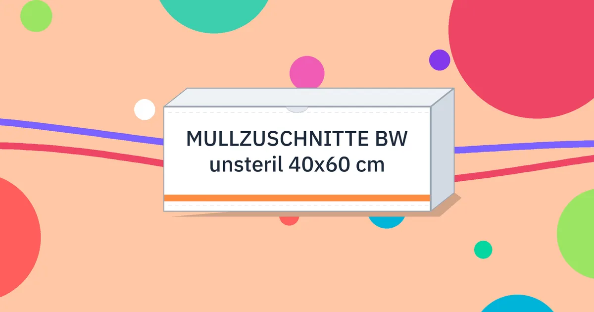 Symbolbild: Packung mit der Aufschrift MULLZUSCHNITTE BW unsteril 40x60 cm (PZN 17388600) – Verfügbarkeit und Bezug in Apotheken in Frankfurt am Main