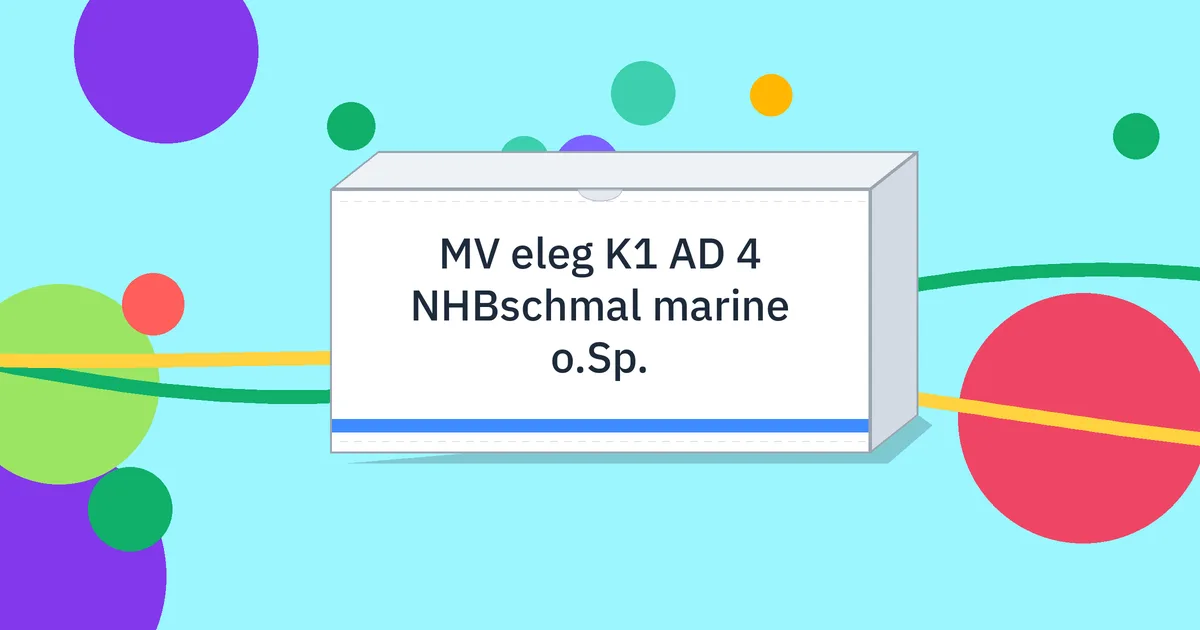 Symbolbild: Packung mit der Aufschrift MV eleg K1 AD 4 NHBschmal marine o.Sp. (PZN 15673928) – Verfügbarkeit und Bezug in Apotheken in Frankfurt am Main