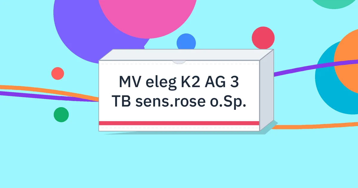 Symbolbild: Packung mit der Aufschrift MV eleg K2 AG 3 TB sens.rose o.Sp. (PZN 14699392) – Verfügbarkeit und Bezug in Apotheken in Frankfurt am Main