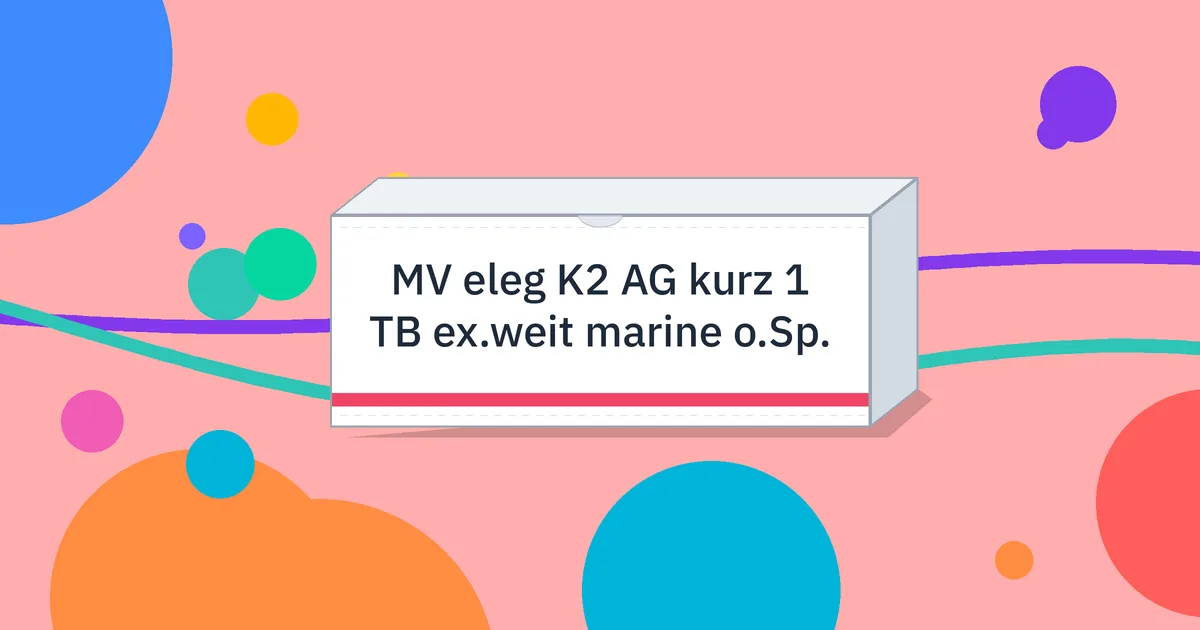 Symbolbild: Packung mit der Aufschrift MV eleg K2 AG kurz 1 TB ex.weit marine o.Sp. (PZN 14607303) – Verfügbarkeit und Bezug in Apotheken in Frankfurt am Main