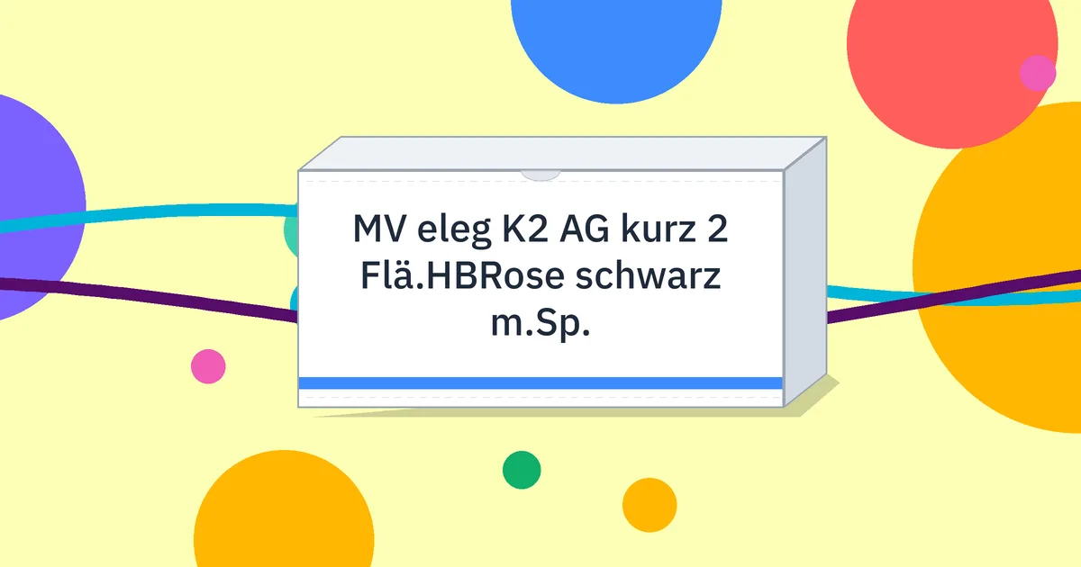 Symbolbild: Packung mit der Aufschrift MV eleg K2 AG kurz 2 Flä.HBRose schwarz m.Sp. (PZN 15705189) – Verfügbarkeit und Bezug in Apotheken in Frankfurt am Main