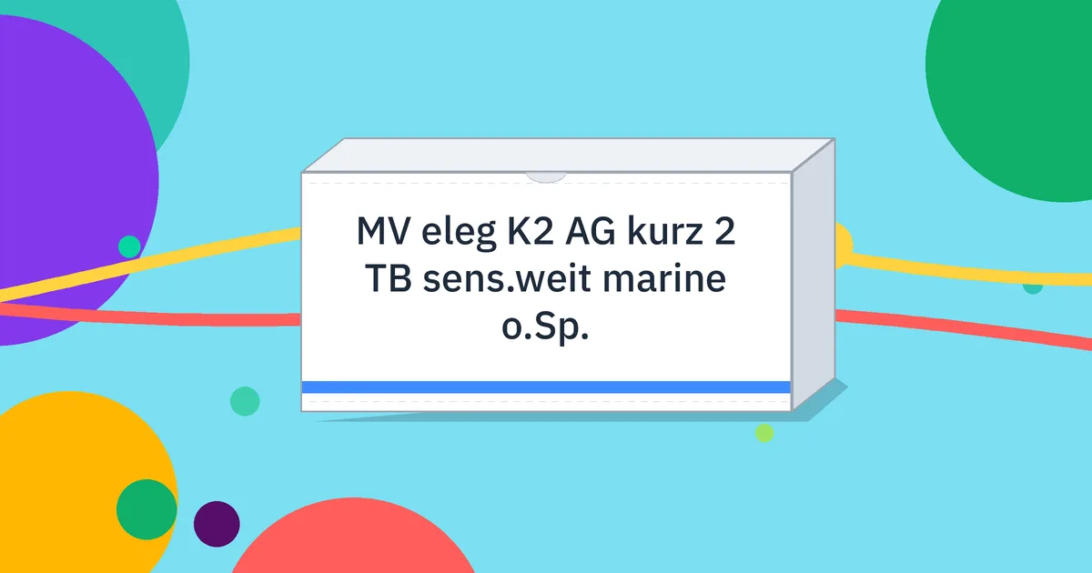 Symbolbild: Packung mit der Aufschrift MV eleg K2 AG kurz 2 TB sens.weit marine o.Sp. (PZN 14606829) – Verfügbarkeit und Bezug in Apotheken in Frankfurt am Main