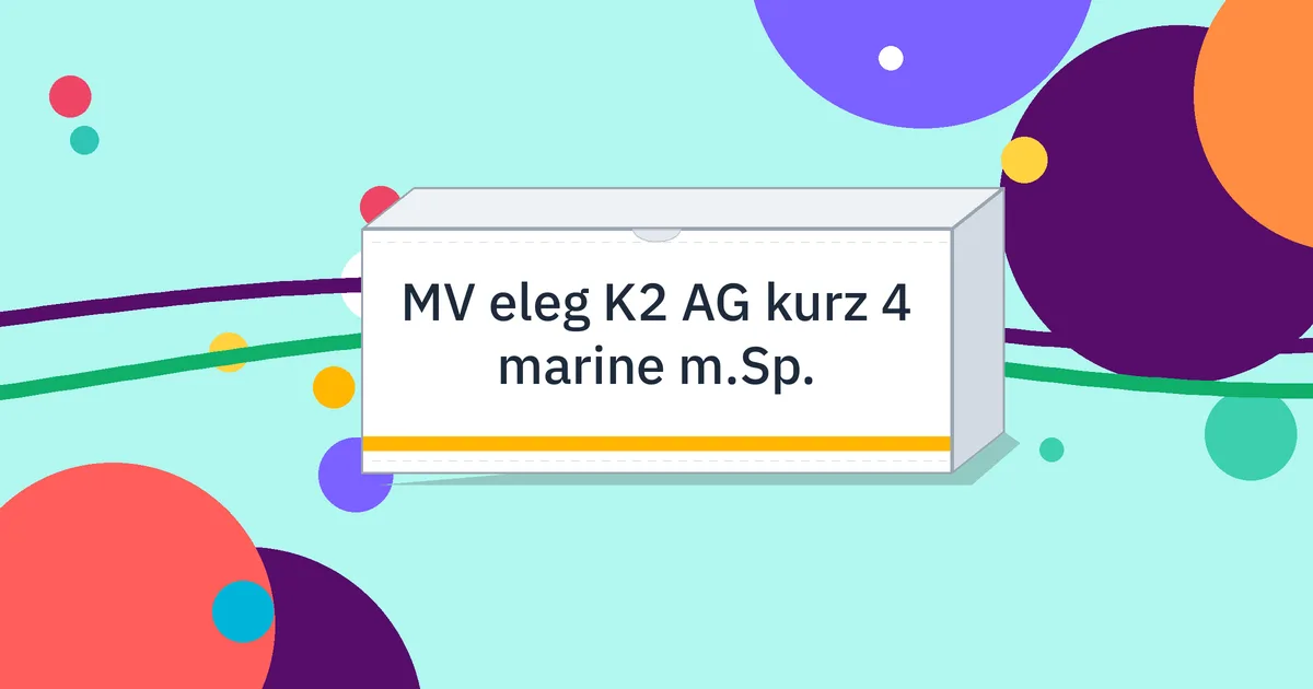 Symbolbild: Packung mit der Aufschrift MV eleg K2 AG kurz 4 marine m.Sp. (PZN 14608030) – Verfügbarkeit und Bezug in Apotheken in Frankfurt am Main