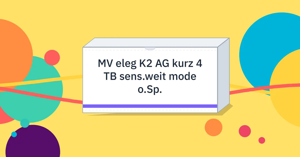 Symbolbild: Packung mit der Aufschrift MV eleg K2 AG kurz 4 TB sens.weit mode o.Sp. (PZN 09863369) – Verfügbarkeit und Bezug in Apotheken in Frankfurt am Main