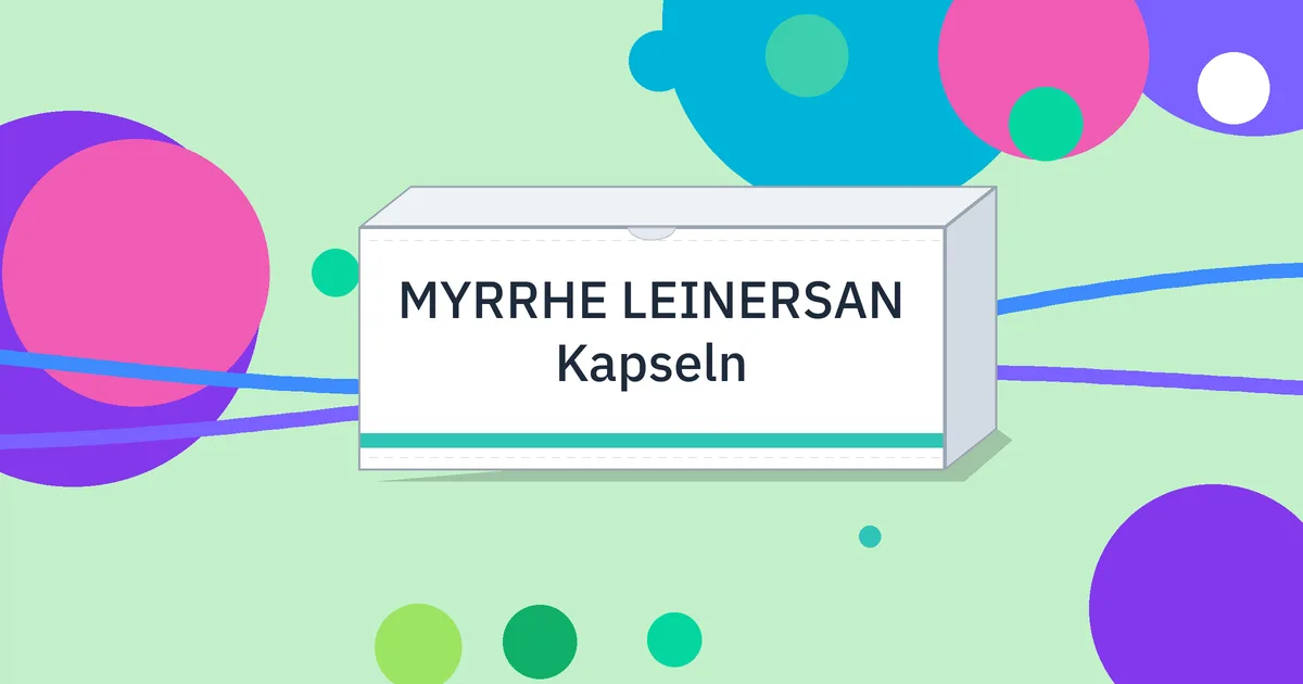 Symbolbild: Packung mit der Aufschrift MYRRHE LEINERSAN Kapseln (PZN 20033154) – Verfügbarkeit und Bezug in Apotheken in Frankfurt am Main