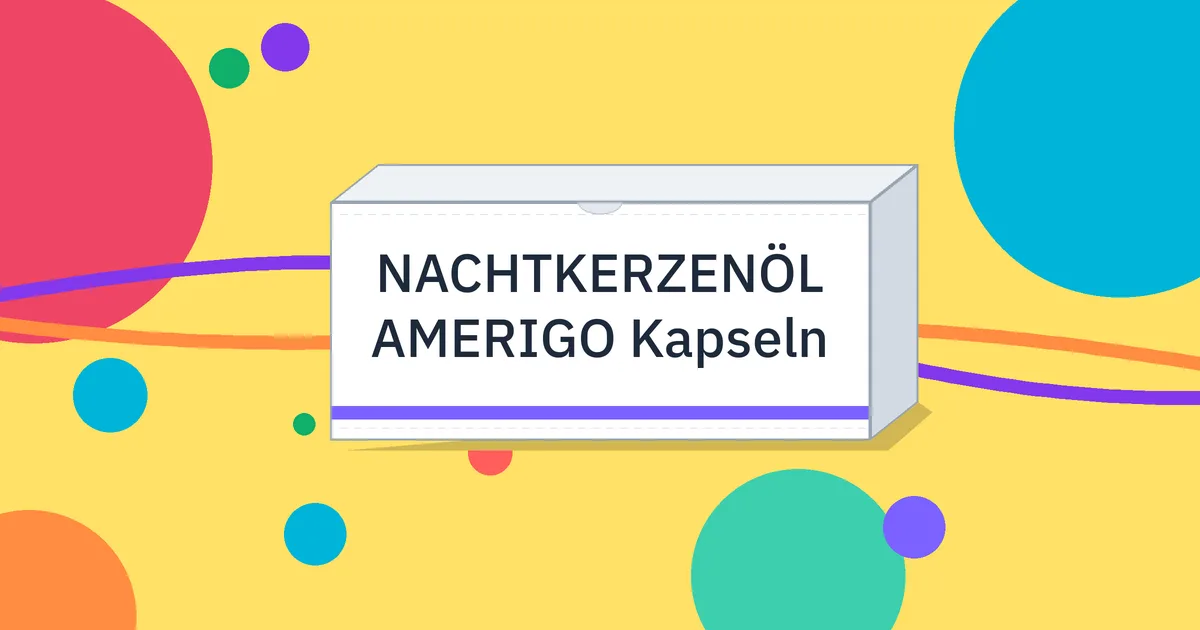 Symbolbild: Packung mit der Aufschrift NACHTKERZENÖL AMERIGO Kapseln (PZN 08416272) – Verfügbarkeit und Bezug in Apotheken in Frankfurt am Main