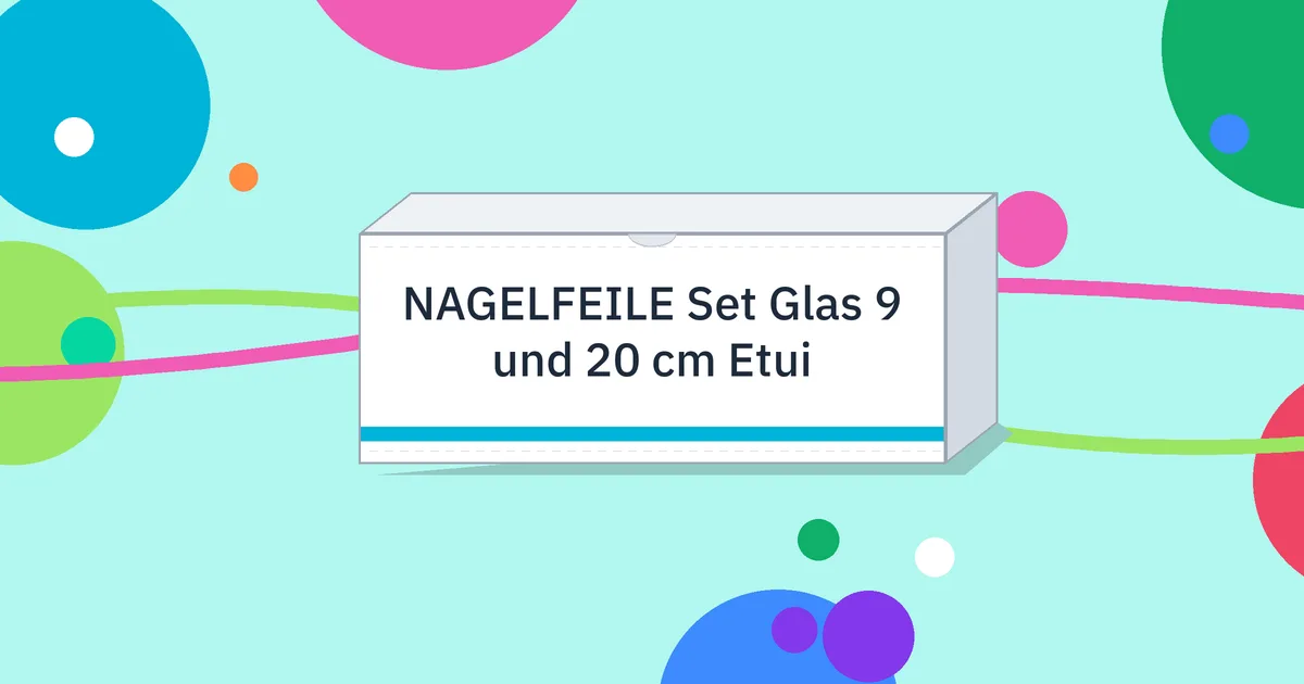 Symbolbild: Packung mit der Aufschrift NAGELFEILE Set Glas 9 und 20 cm Etui (PZN 11024038) – Verfügbarkeit und Bezug in Apotheken in Frankfurt am Main