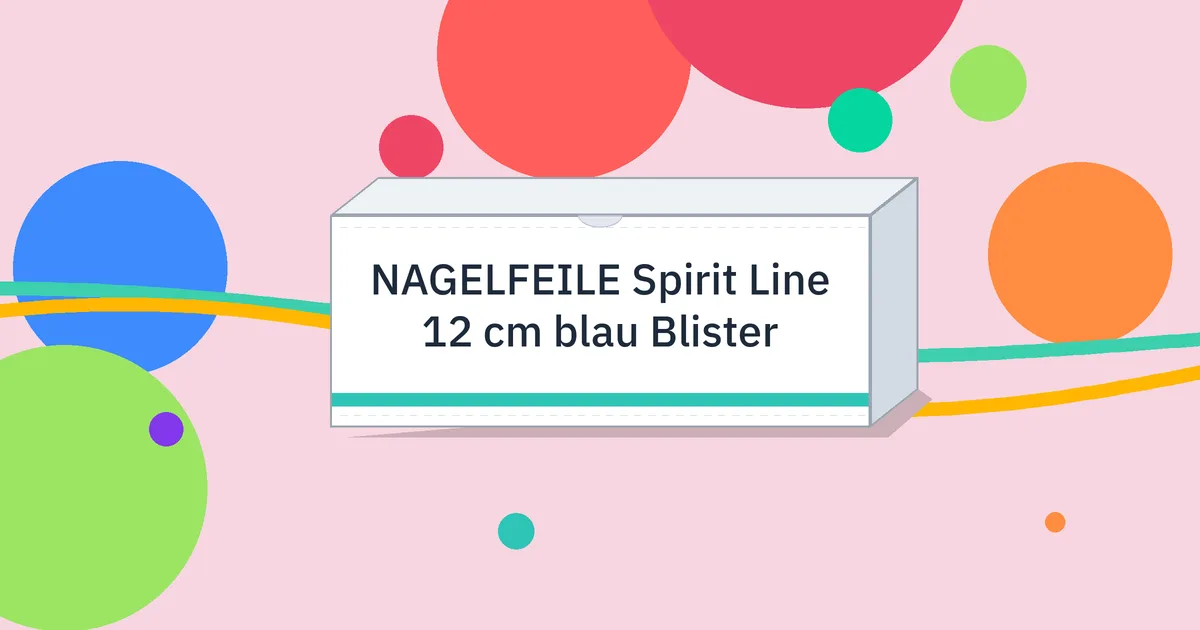 Symbolbild: Packung mit der Aufschrift NAGELFEILE Spirit Line 12 cm blau Blister (PZN 01579522) – Verfügbarkeit und Bezug in Apotheken in Frankfurt am Main