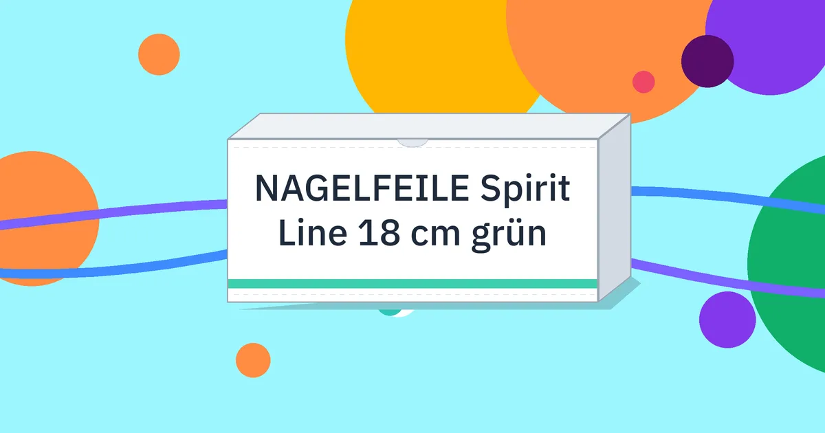 Symbolbild: Packung mit der Aufschrift NAGELFEILE Spirit Line 18 cm grün (PZN 01508568) – Verfügbarkeit und Bezug in Apotheken in Frankfurt am Main