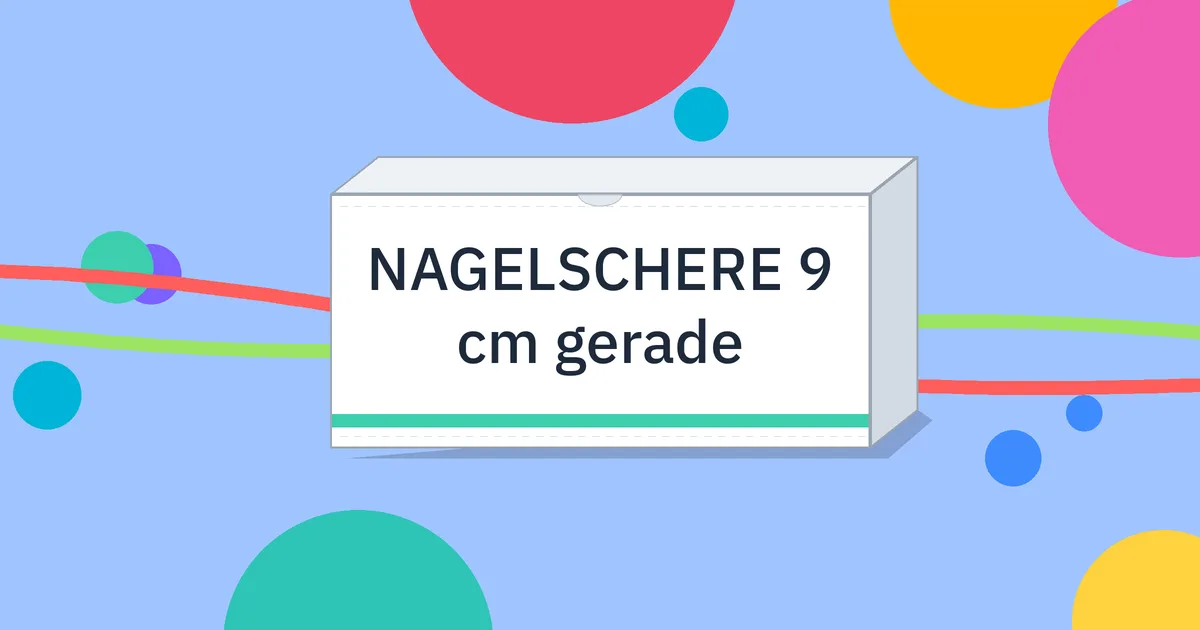 Symbolbild: Packung mit der Aufschrift NAGELSCHERE 9 cm gerade (PZN 04756309) – Verfügbarkeit und Bezug in Apotheken in Frankfurt am Main