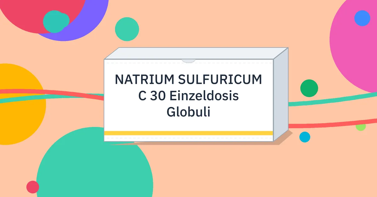 Symbolbild: Packung mit der Aufschrift NATRIUM SULFURICUM C 30 Einzeldosis Globuli (PZN 01543547) – Verfügbarkeit und Bezug in Apotheken in Frankfurt am Main