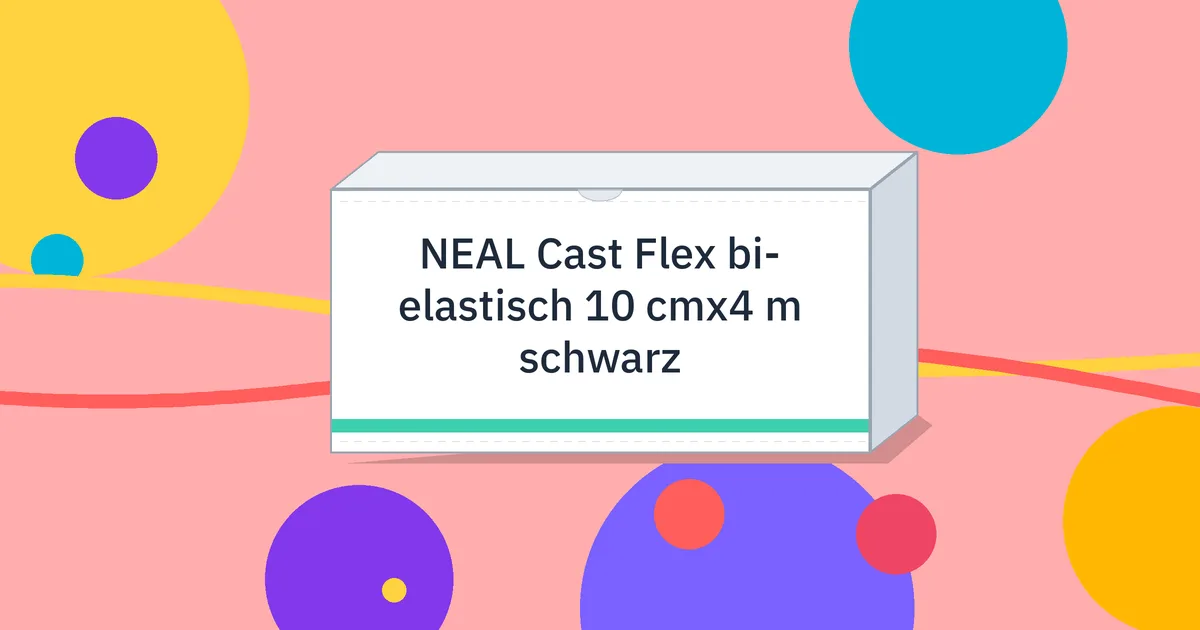 Symbolbild: Packung mit der Aufschrift NEAL Cast Flex bi-elastisch 10 cmx4 m schwarz (PZN 19530999) – Verfügbarkeit und Bezug in Apotheken in Frankfurt am Main
