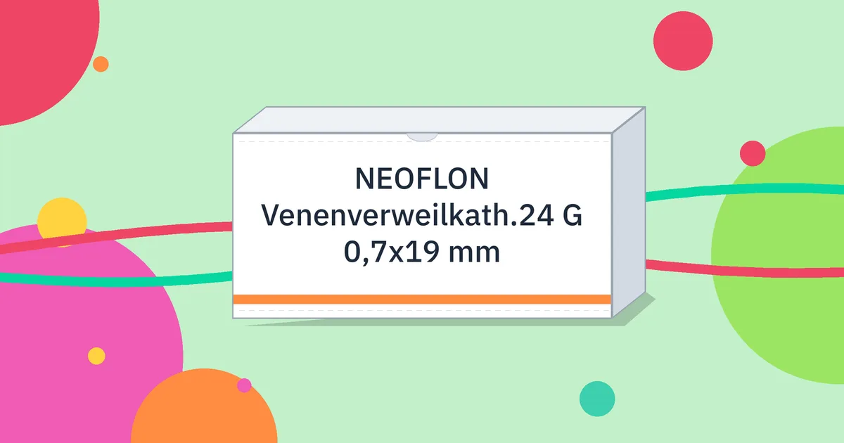 Symbolbild: Packung mit der Aufschrift NEOFLON Venenverweilkath.24 G 0,7x19 mm (PZN 15590332) – Verfügbarkeit und Bezug in Apotheken in Frankfurt am Main