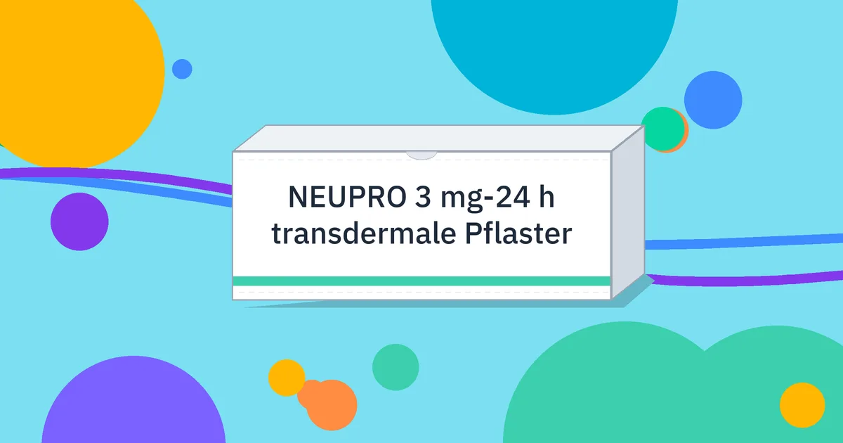 Symbolbild: Packung mit der Aufschrift NEUPRO 3 mg-24 h transdermale Pflaster (PZN 01699769) – Verfügbarkeit und Bezug in Apotheken in Frankfurt am Main