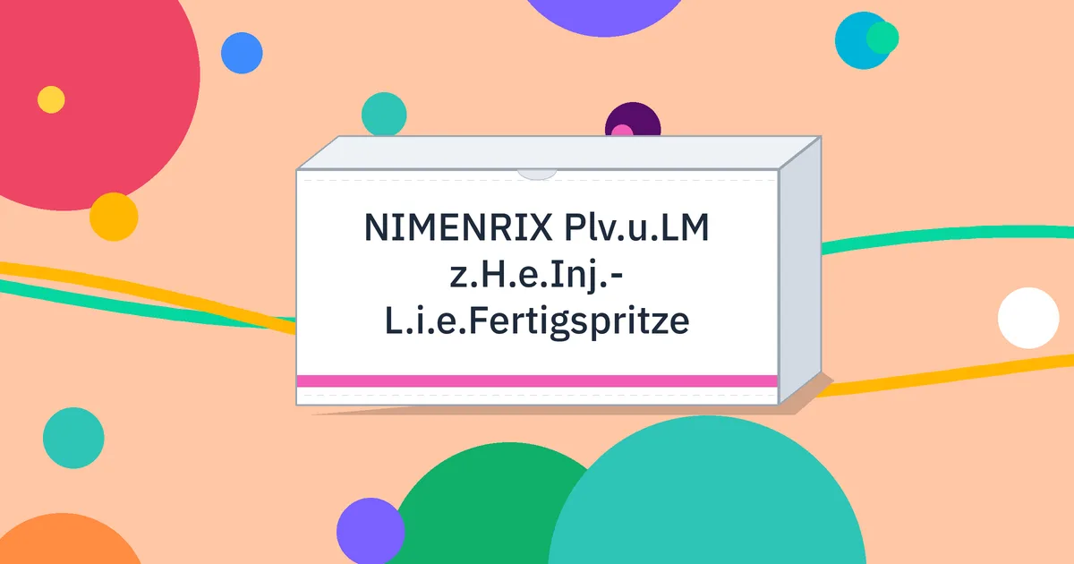Symbolbild: Packung mit der Aufschrift NIMENRIX Plv.u.LM z.H.e.Inj.-L.i.e.Fertigspritze (PZN 19952743) – Verfügbarkeit und Bezug in Apotheken in Frankfurt am Main
