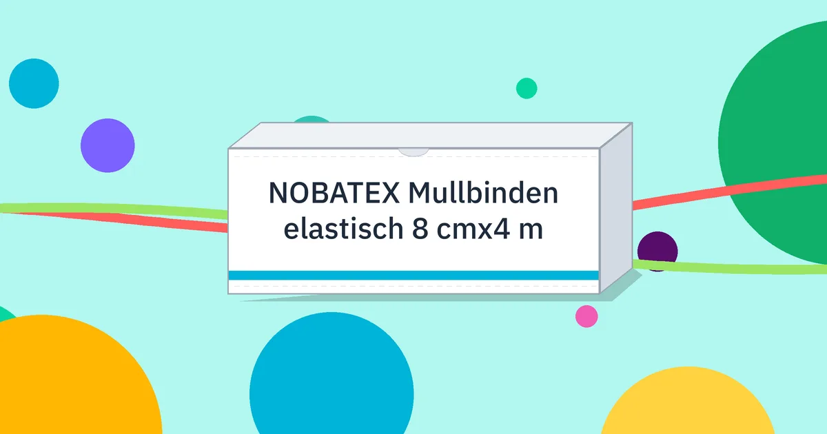 Symbolbild: Packung mit der Aufschrift NOBATEX Mullbinden elastisch 8 cmx4 m (PZN 07094955) – Verfügbarkeit und Bezug in Apotheken in Frankfurt am Main