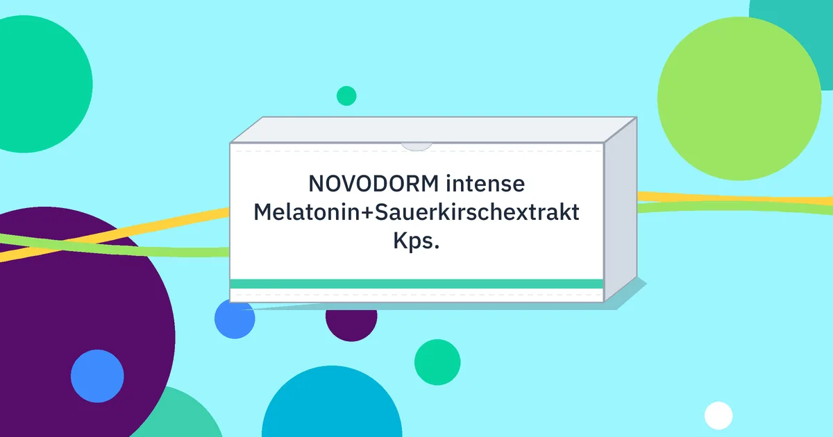 Symbolbild: Packung mit der Aufschrift NOVODORM intense Melatonin+Sauerkirschextrakt Kps. (PZN 19732929) – Verfügbarkeit und Bezug in Apotheken in Frankfurt am Main