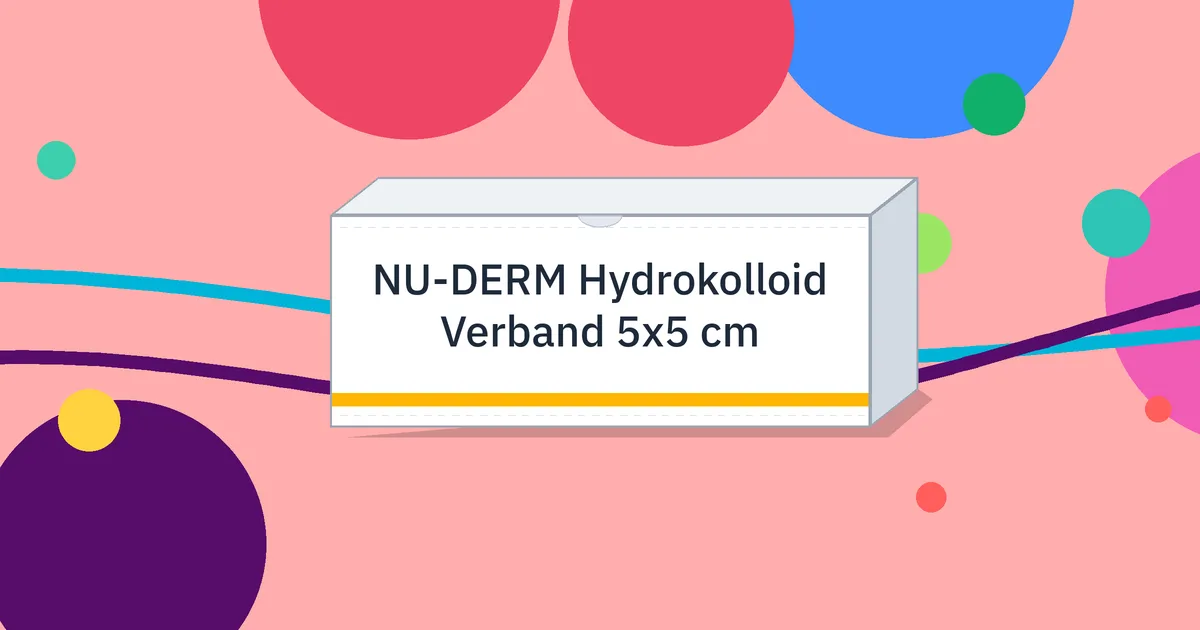 Symbolbild: Packung mit der Aufschrift NU-DERM Hydrokolloid Verband 5x5 cm (PZN 03161353) – Verfügbarkeit und Bezug in Apotheken in Frankfurt am Main