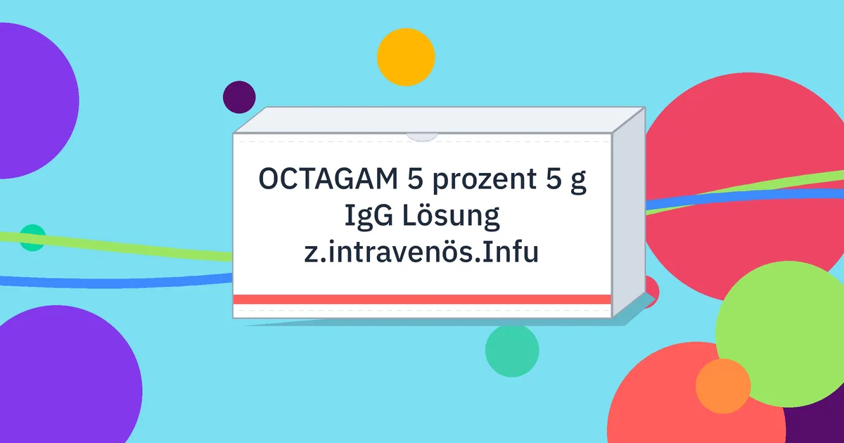 Symbolbild: Packung mit der Aufschrift OCTAGAM 5 prozent 5 g IgG Lösung z.intravenös.Infu (PZN 20330082) – Verfügbarkeit und Bezug in Apotheken in Frankfurt am Main