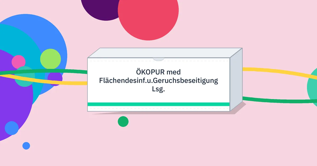 Symbolbild: Packung mit der Aufschrift ÖKOPUR med Flächendesinf.u.Geruchsbeseitigung Lsg. (PZN 16000195) – Verfügbarkeit und Bezug in Apotheken in Frankfurt am Main