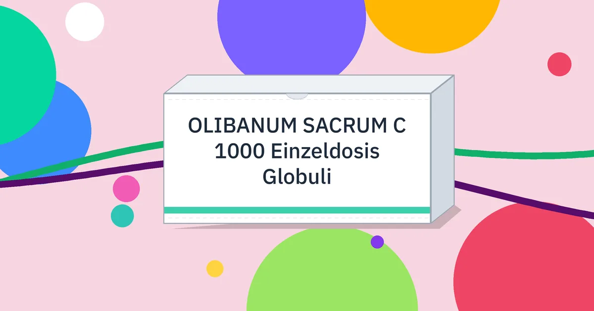 Symbolbild: Packung mit der Aufschrift OLIBANUM SACRUM C 1000 Einzeldosis Globuli (PZN 01918332) – Verfügbarkeit und Bezug in Apotheken in Frankfurt am Main