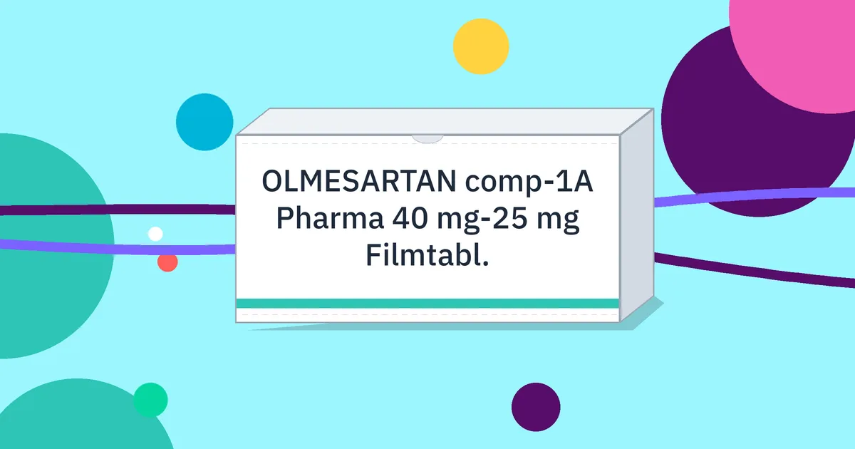 Symbolbild: Packung mit der Aufschrift OLMESARTAN comp-1A Pharma 40 mg-25 mg Filmtabl. (PZN 12359798) – Verfügbarkeit und Bezug in Apotheken in Frankfurt am Main