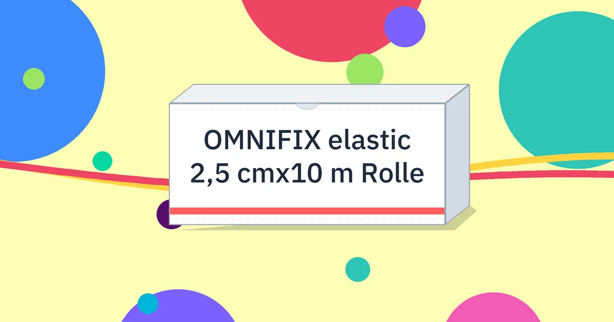 Symbolbild: Packung mit der Aufschrift OMNIFIX elastic 2,5 cmx10 m Rolle (PZN 15424450) – Verfügbarkeit und Bezug in Apotheken in Frankfurt am Main
