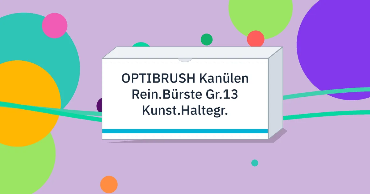 Symbolbild: Packung mit der Aufschrift OPTIBRUSH Kanülen Rein.Bürste Gr.13 Kunst.Haltegr. (PZN 11132354) – Verfügbarkeit und Bezug in Apotheken in Frankfurt am Main