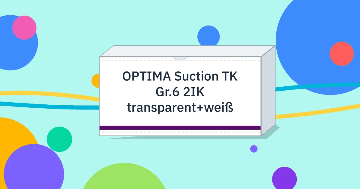 Symbolbild: Packung mit der Aufschrift OPTIMA Suction TK Gr.6 2IK transparent+weiß (PZN 10287907) – Verfügbarkeit und Bezug in Apotheken in Frankfurt am Main