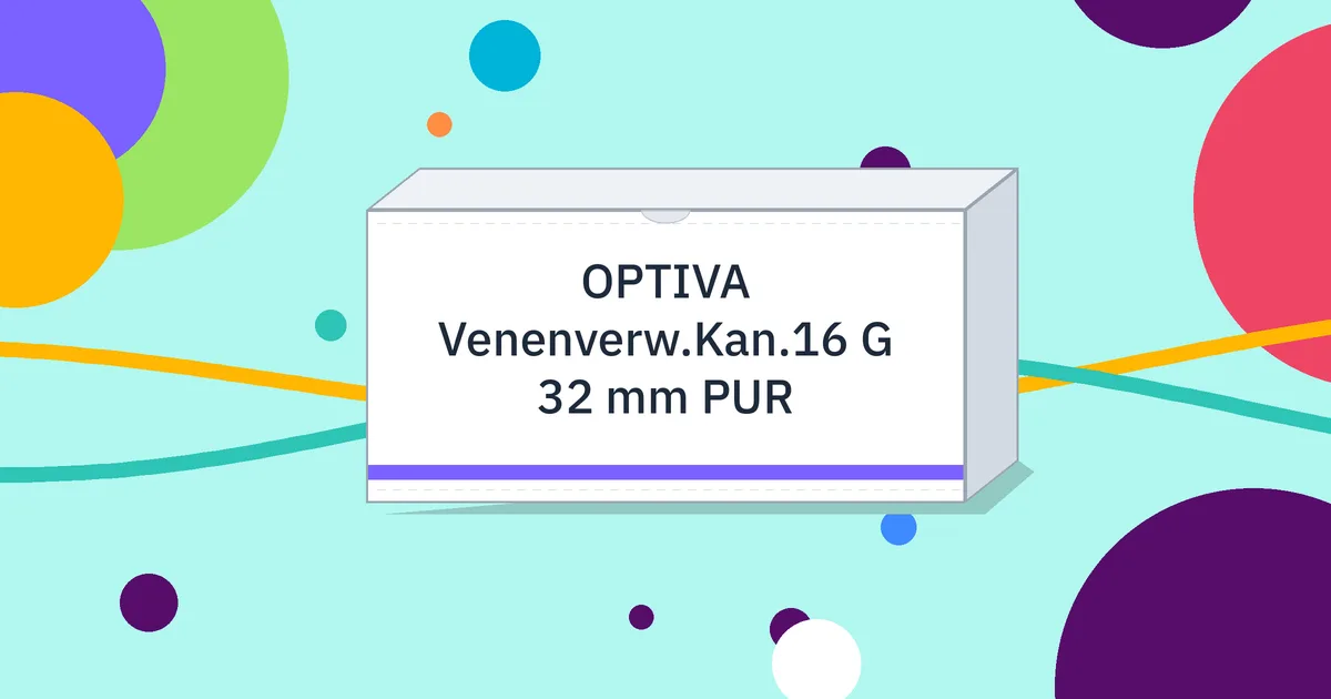 Symbolbild: Packung mit der Aufschrift OPTIVA Venenverw.Kan.16 G 32 mm PUR (PZN 00928423) – Verfügbarkeit und Bezug in Apotheken in Frankfurt am Main