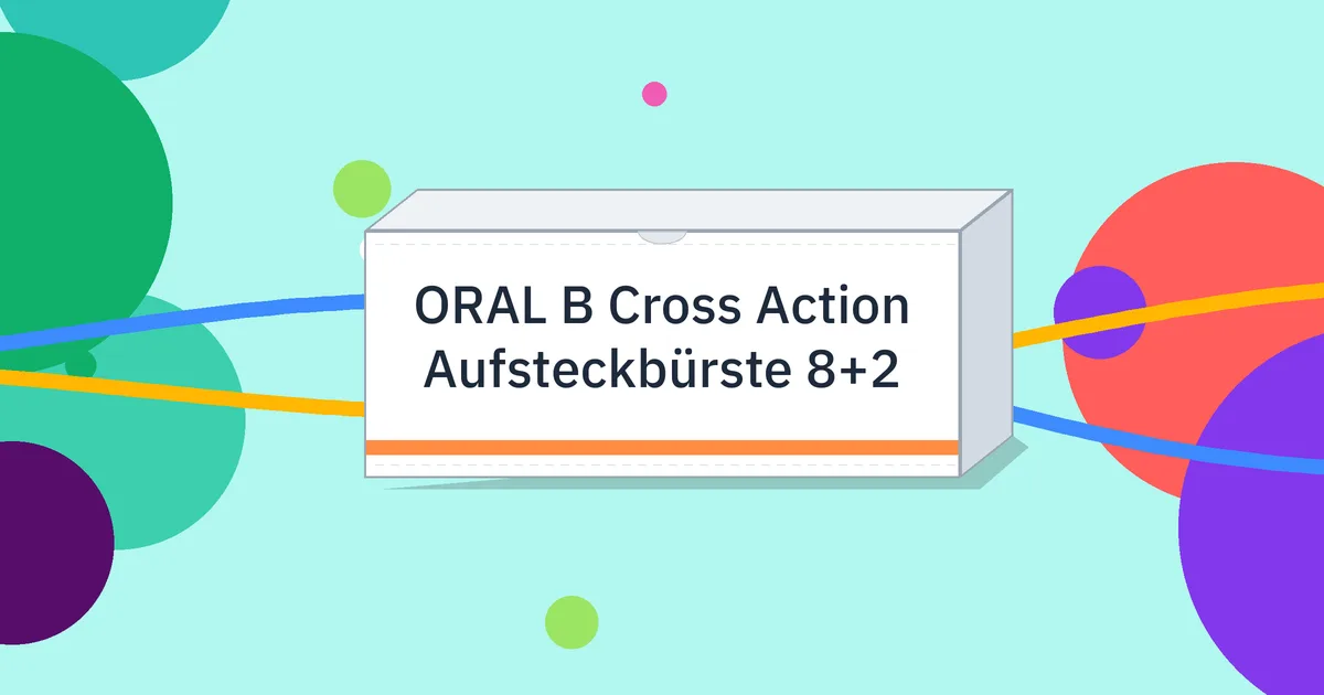 Symbolbild: Packung mit der Aufschrift ORAL B Cross Action Aufsteckbürste 8+2 (PZN 10763058) – Verfügbarkeit und Bezug in Apotheken in Frankfurt am Main