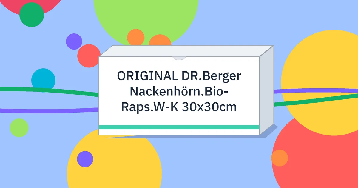 Symbolbild: Packung mit der Aufschrift ORIGINAL DR.Berger Nackenhörn.Bio-Raps.W-K 30x30cm (PZN 11865105) – Verfügbarkeit und Bezug in Apotheken in Frankfurt am Main