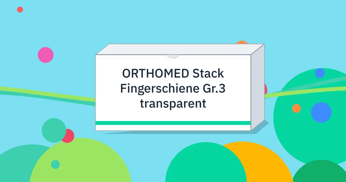 Symbolbild: Packung mit der Aufschrift ORTHOMED Stack Fingerschiene Gr.3 transparent (PZN 19466652) – Verfügbarkeit und Bezug in Apotheken in Frankfurt am Main