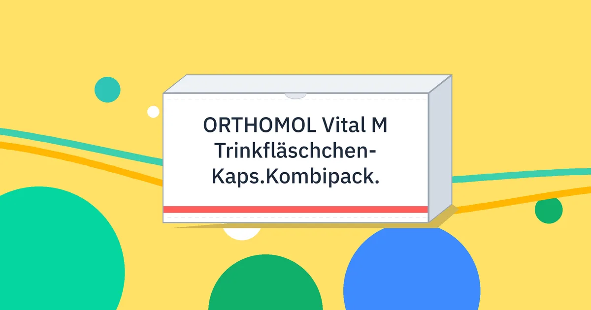 Symbolbild: Packung mit der Aufschrift ORTHOMOL Vital M Trinkfläschchen-Kaps.Kombipack. (PZN 01319850) – Verfügbarkeit und Bezug in Apotheken in Frankfurt am Main