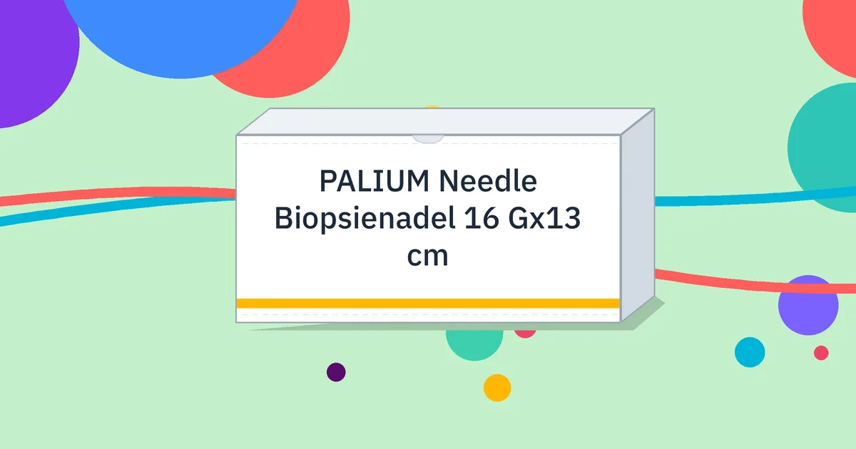 Symbolbild: Packung mit der Aufschrift PALIUM Needle Biopsienadel 16 Gx13 cm (PZN 16922807) – Verfügbarkeit und Bezug in Apotheken in Frankfurt am Main