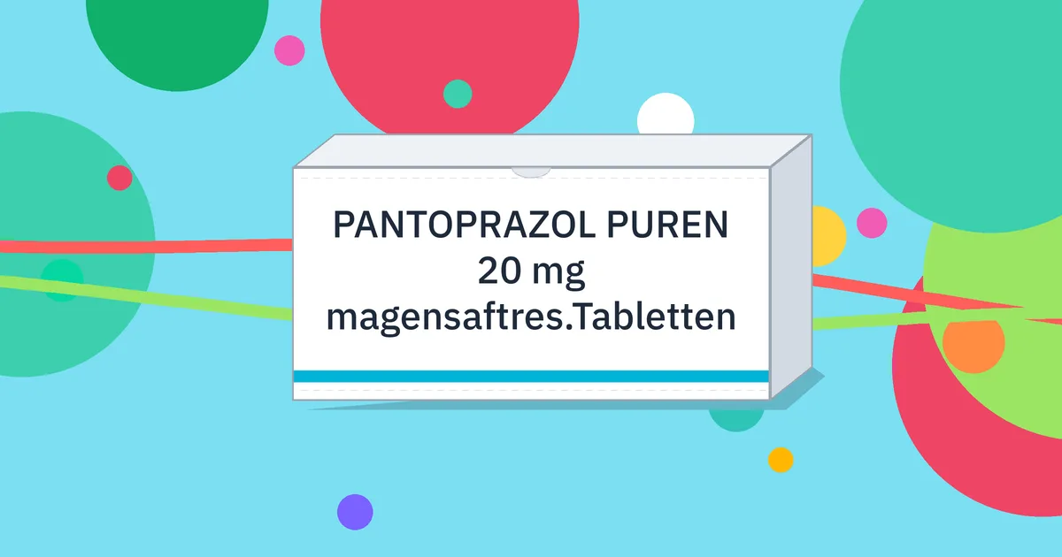 Symbolbild: Packung mit der Aufschrift PANTOPRAZOL PUREN 20 mg magensaftres.Tabletten (PZN 11357165) – Verfügbarkeit und Bezug in Apotheken in Frankfurt am Main