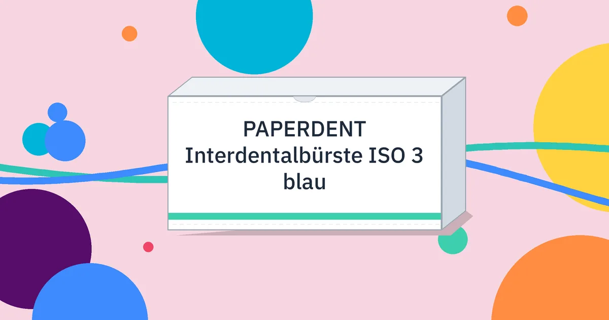 Symbolbild: Packung mit der Aufschrift PAPERDENT Interdentalbürste ISO 3 blau (PZN 18886398) – Verfügbarkeit und Bezug in Apotheken in Frankfurt am Main