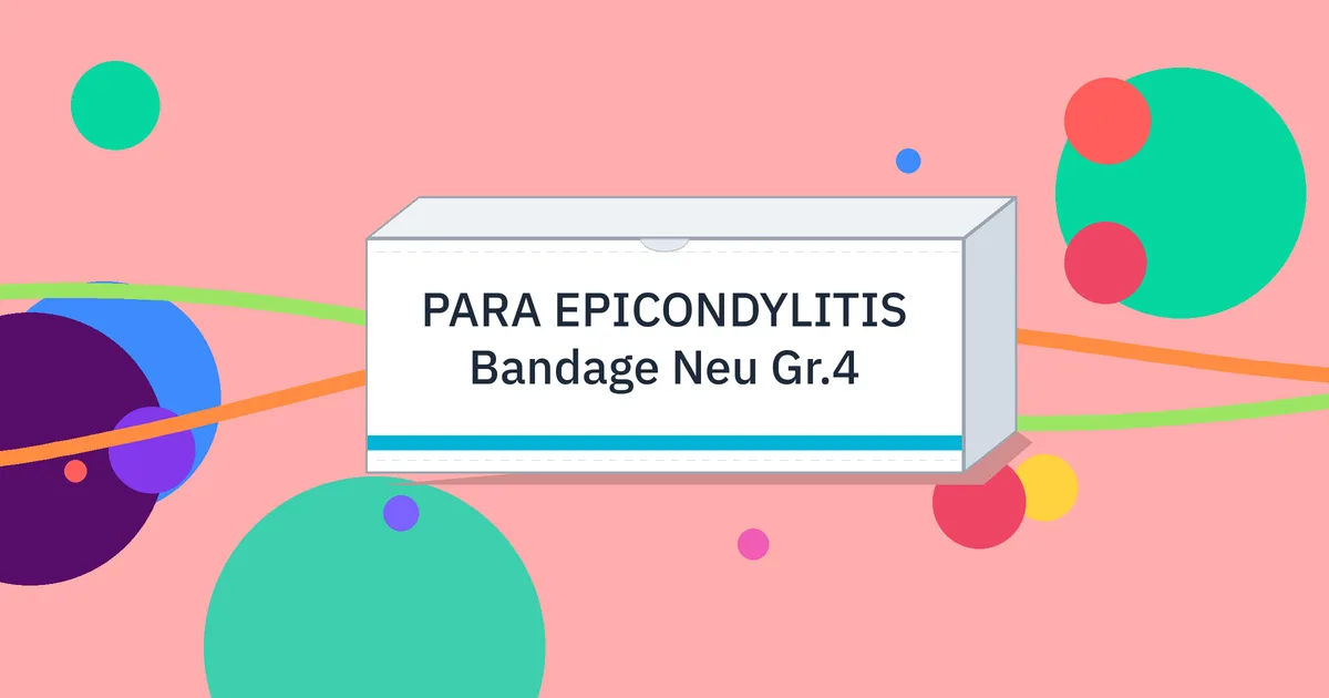 Symbolbild: Packung mit der Aufschrift PARA EPICONDYLITIS Bandage Neu Gr.4 (PZN 06987409) – Verfügbarkeit und Bezug in Apotheken in Frankfurt am Main