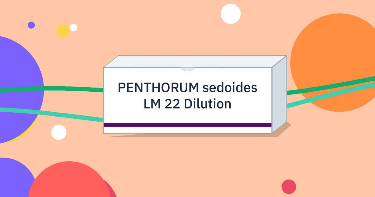 Symbolbild: Packung mit der Aufschrift PENTHORUM sedoides LM 22 Dilution (PZN 13634769) – Verfügbarkeit und Bezug in Apotheken in Frankfurt am Main