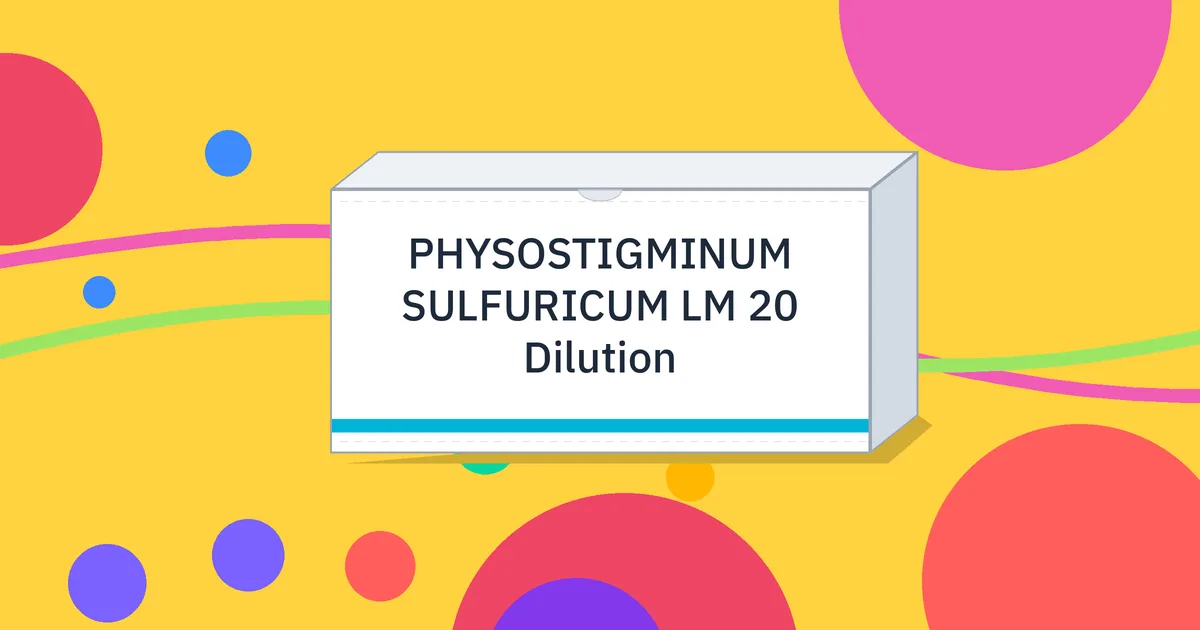 Symbolbild: Packung mit der Aufschrift PHYSOSTIGMINUM SULFURICUM LM 20 Dilution (PZN 13640273) – Verfügbarkeit und Bezug in Apotheken in Frankfurt am Main